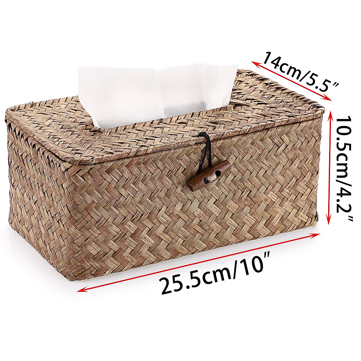 Sumnacon Tissue Box Cover Rectangle Tissue Box Seagrass Tissue Box Holder Woven Tissue Holder Decorative Tissue Cover for Bathroom Tissue Box Cover Rectangular for Home Office Table Coffee