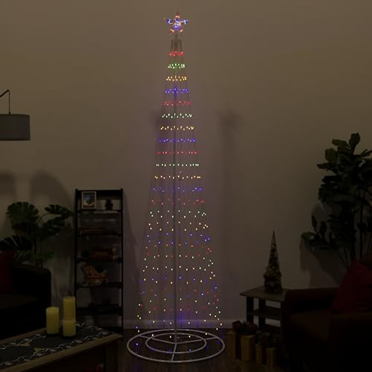 Alpine Corporation Large Tower Christmas Tree with Multi-Functional LED Lights