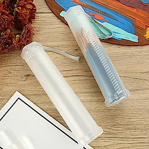 ALOEU 4 Piece Extendable Plastic Paint Brush Case Clear Long Paint Brush Holder Tube Storage Pencil Container