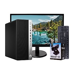 HP 800G3 Desktop Tower Computer, Intel Core i5 Quad Core, 16GB RAM, 500GB Solid State Drive, DVD, Wi-Fi, Windows 10 Pro, Wireless Keyboard, 1080p Webcam, New 23.6 Monitor (Renewed)