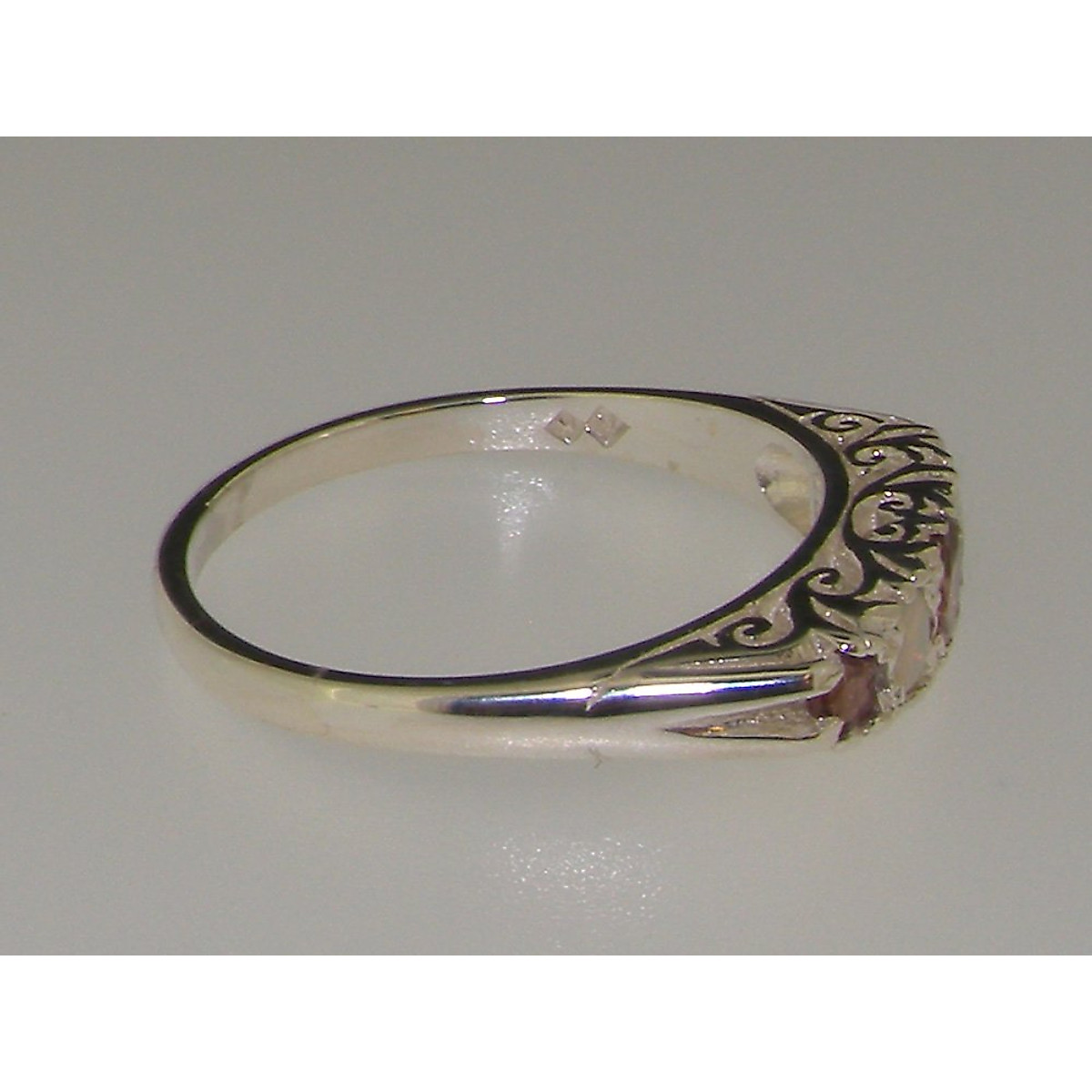 LetsBuyGold 925 Sterling Silver Natural Pink Tourmaline and Opal Womens Anniversary Ring - Size 8.25