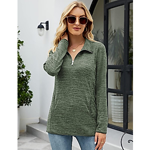 AKEWEI Womens Sweatshirt Hoodies Casual Zip up Hoodie Jacket with Pockets Army Green XL