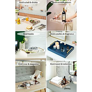 Hanobe Wood Serving Tray Decor - Rustic Decorative Trays for Coffee Table Large Ottoman Food Tea Coffee Trays for Eating Living Room/Dining Room/Coffee Bar Farmhouse (1)