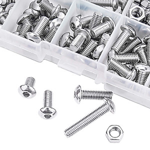 Sutemribor 180Pcs M5 Stainless Steel Button Head Hex Socket Head Cap Bolts Screws Nuts Assortment Kit + Wrench