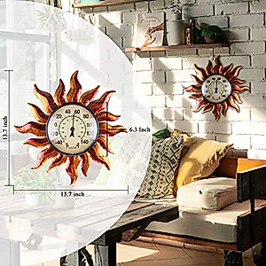 MUMTOP Outdoor Thermometers for Patio, Indoor Outdoor Thermometer,Sun Wall Thermometer Wireless Hygrometer, No Battery Needed Patio Hanging Decor