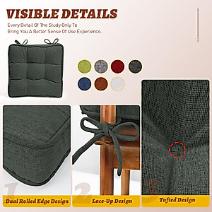 Focuprodu Chair Cushions. 18x18 Inch Thick Soft Chenille Fabric for Patio Chair Cushion. Double-sided Use with Ties for Office/Dining Room/Window (Dark Gray)