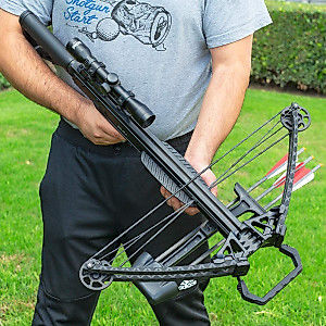 XtremepowerUS Outdoor Hunter Sniper Crossbow 165 Lbs 380 fps Hunting Quiver Rope Cocking 4x33 Scope 3X Carbon Arrows Set