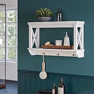 RiverRidge La Crosse Bathroom 3 Towel Hook Wall Shelf