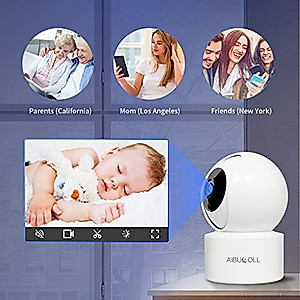 AIBUCOLL WiFi Monitor Indoor Home Security Camera- Smart Baby and Pet Monitor- Movement and Sound Detection- 1080P Camera Resolution-Night Vision Motion- Compatible with Apple and Android