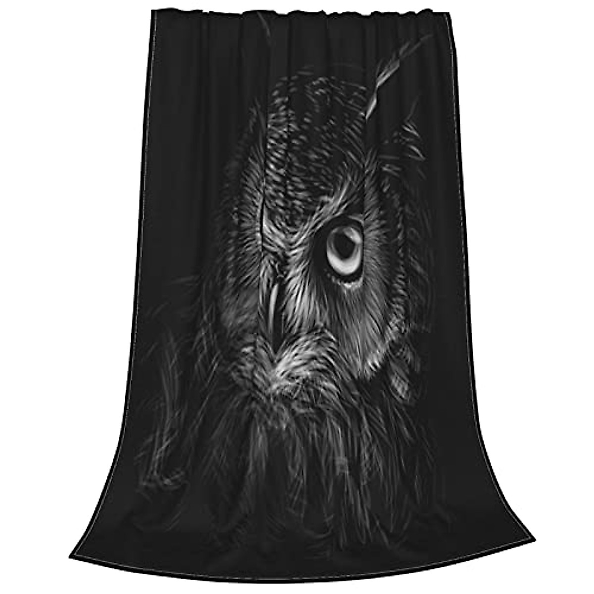 Black Owl Fleece Throw Blanket Soft Lightweight Warm Cozy Plush Blanket for Couch Bed Sofa 80"X60"