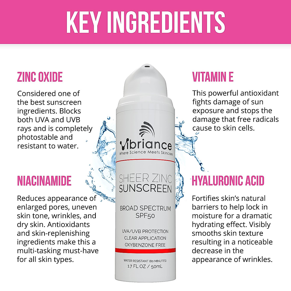 Vibriance Sheer Zinc Oxide Face Sunscreen, 1.7 fl oz - Broad Spectrum SPF 50 Tinted Moisturizer - Sensitive Skin Friendly