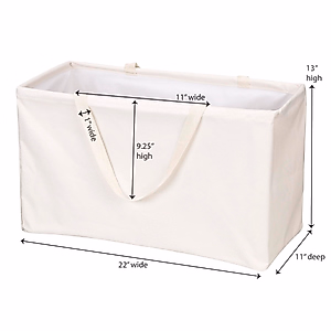 Household Essentials 2213 Krush Canvas Utility Tote | Reusable Grocery Shopping Laundry Carry Bag | Beige, White, Natural