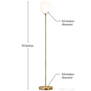 Brightech Globe Floor Lamp Set of 2 - Luna and Sphere Frosted Glass Standing Lamps for Bedroom - Mid-Century Modern Contemporary LED Floor Lamps, Tall Lamp for Living Rooms - Gold/Antique Brass