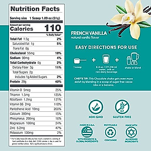 Designer Wellness, Designer Whey, Natural Protein Powder with Probiotics, Fiber, and Key B-Vitamins for Energy, Gluten-Free, French Vanilla, 2 lb