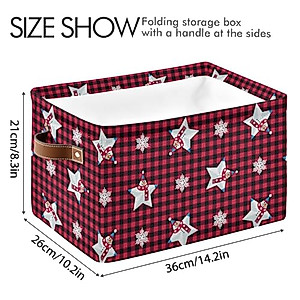 Christmas Star Snowman Snowflakes Storage Basket Bins Sturdy Toy Storage Organizer Bins Laundry Basket with Handles for Living Room Clothes Nursery Closet Shelf Playroom,2 pcs
