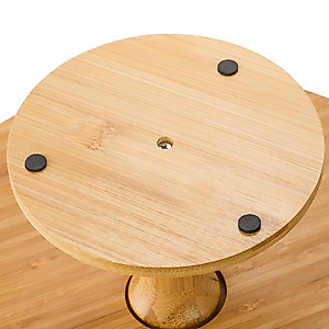 Yesland Wood Cake Turntable 13 Inch Cake Stand Rotating, Rustic Tabletop Round Cupcake Pedestal Stand Farmhouse Bamboo Cakes Holder Tray for Wedding, Birthday, Parties, Restaurants