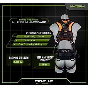 Frontline 110CTB Combat™ Lite Full Body Harness all Aluminum | Hardware Trauma Straps | OSHA and ANSI Compliant (Size: M-L)