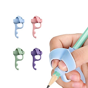 4 Pieces Pencil Grips Trainer for Both Left-Handed and Right-Handed, Kids Handwriting Aid Correction Tool for Preschool Homeschool Kindergarten Classroom