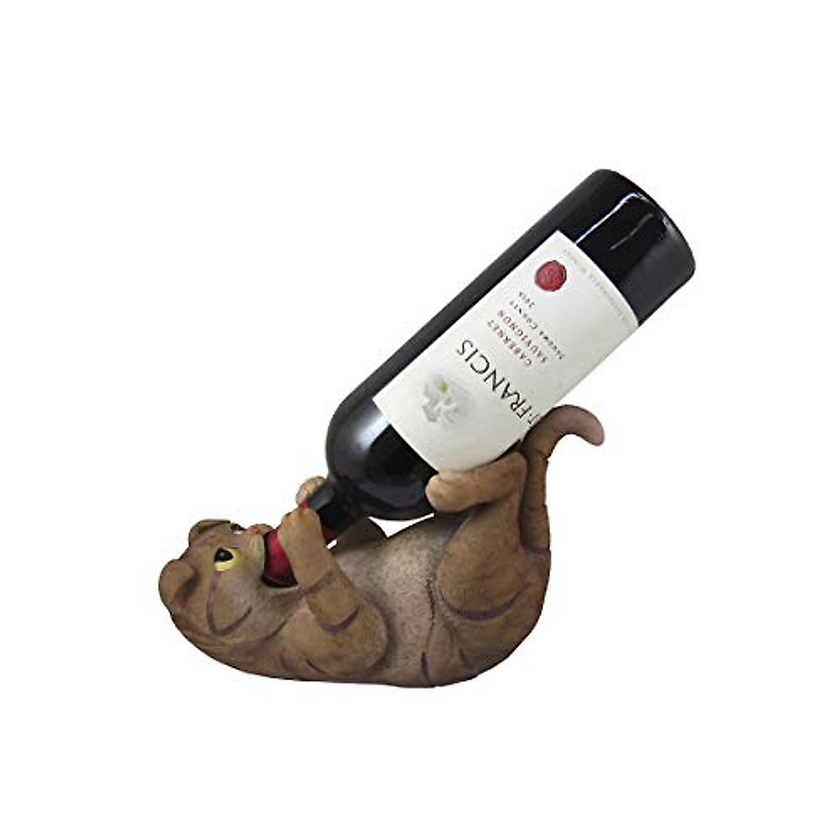 DWK Cat Wine Bottle Holder | Kitchen Countertop Decor | Wine Holders | Vineras para Poner Botellas en Casa | Red Wine Storage | Wine Accessories Storage -Scottish Fold Cat
