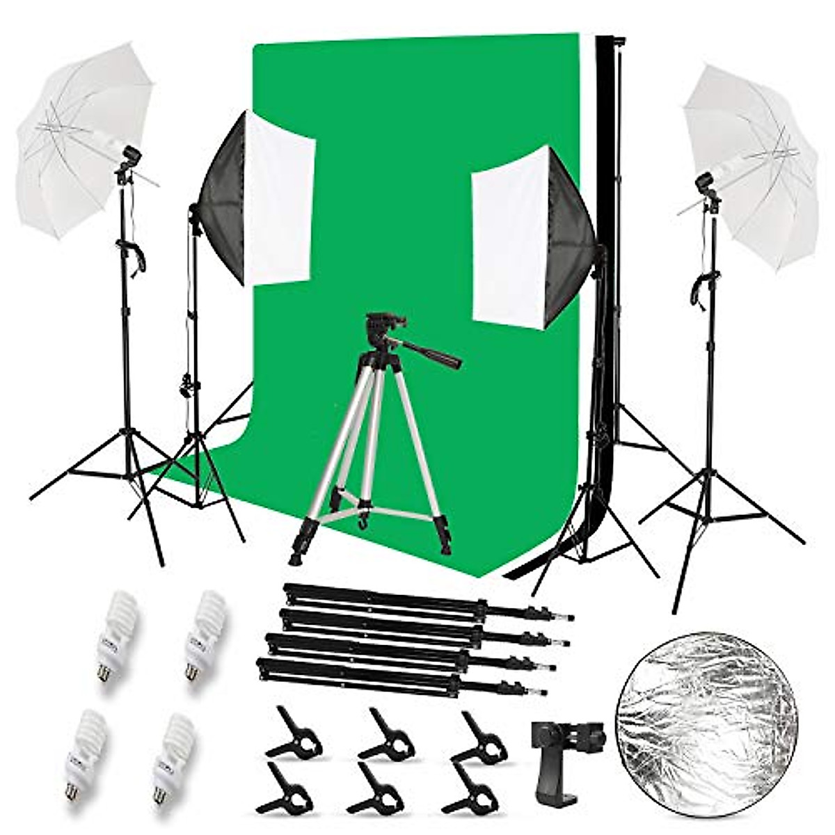 2.6 x 2M/8.5 x 6.5FT Background Support System and 5500K Umbrellas Softbox Continuous Lighting Kit for Photo Studio Product Portrait and Video Shoot Photography