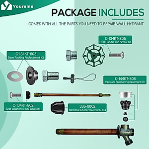 C-144KT-807 Complete Wall Hydrant Faucet Service Repair Kit for Prier C-144 C-244 Series Wall Hydrant Anti-Siphon Freezeless Faucet Repair Kit