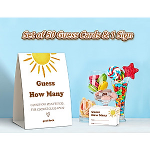 Here Comes The Sun Shower Game,Guess How Many,Baby Shower Games,Wedding Shower Games,Baby Shower Decorations Gender Neutral,Bridal Shower Decoration,Birthday Party Game,50 guess Cards & 1 Sign -11