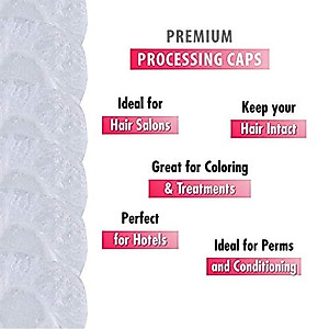 Disposable Hair Plastic Shower Cap - (50 & 100 Pack) Clear Women Shower caps Waterproof Bath Hat Processing Hair Cover for Treatment Spa Hair Salon and Home Use (50 Pack)