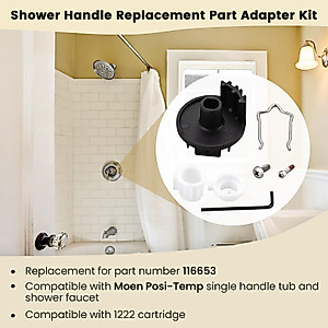 116653 Shower Faucet Handle Adapter Kit, Compatible with Moen Posi-Temp Shower Handle Replacement Part Adapter Kit