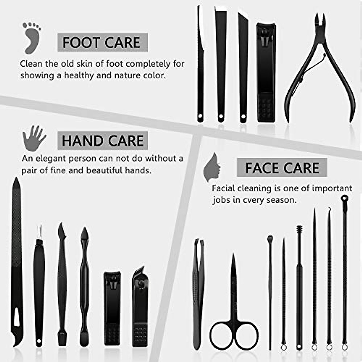 Manicure Set - WoneNice 19pcs Professional Nail Clipper Kit & Pedicure Kit with Case for Women and Men, Gift Ready