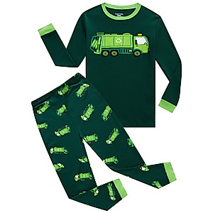 Family Feeling Garbage Truck Little Boys Long Sleeve Pajamas 100% Cotton Pjs Toddler Sleepwears Size 4T
