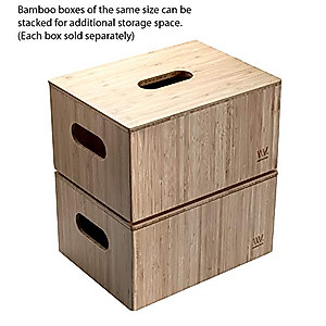 MobileVision Bamboo Storage Box PLUS LID COMBO, 14”x11”x 6.5”, Durable Bin w/Handles, For Clothes, Shoes, Arts & Crafts, Closet & Office Shelf