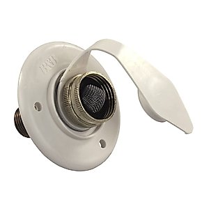 Thetford City Water Inlet Flange with Brass Check Valve Cream White PN 94213
