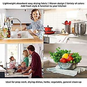 Bedford Home Set of 16-12.5x12.5”-100% Cotton Wash 4 Modern Farmhouse Multi Stripes-Dishcloths for Cleaning by BH Kitchen Dish Cloth, Mult-Color