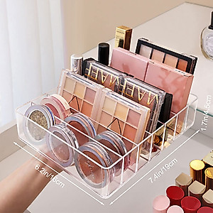 TWUTGAYW Eyeshadow Palette Organizer, Acrylic Clear Make Up Organizers and Storage Holder, Cosmetics Makeup Drawer Organizer for Vanity Bedroom 7 Section BPA Free Vanity Organizers and Storage