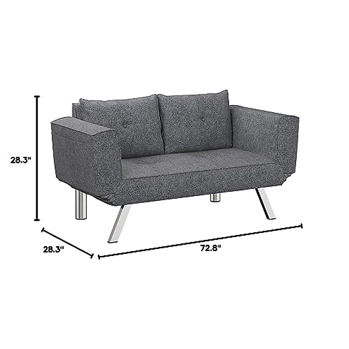 Serta Marin Convertible Sofa, Charcoal