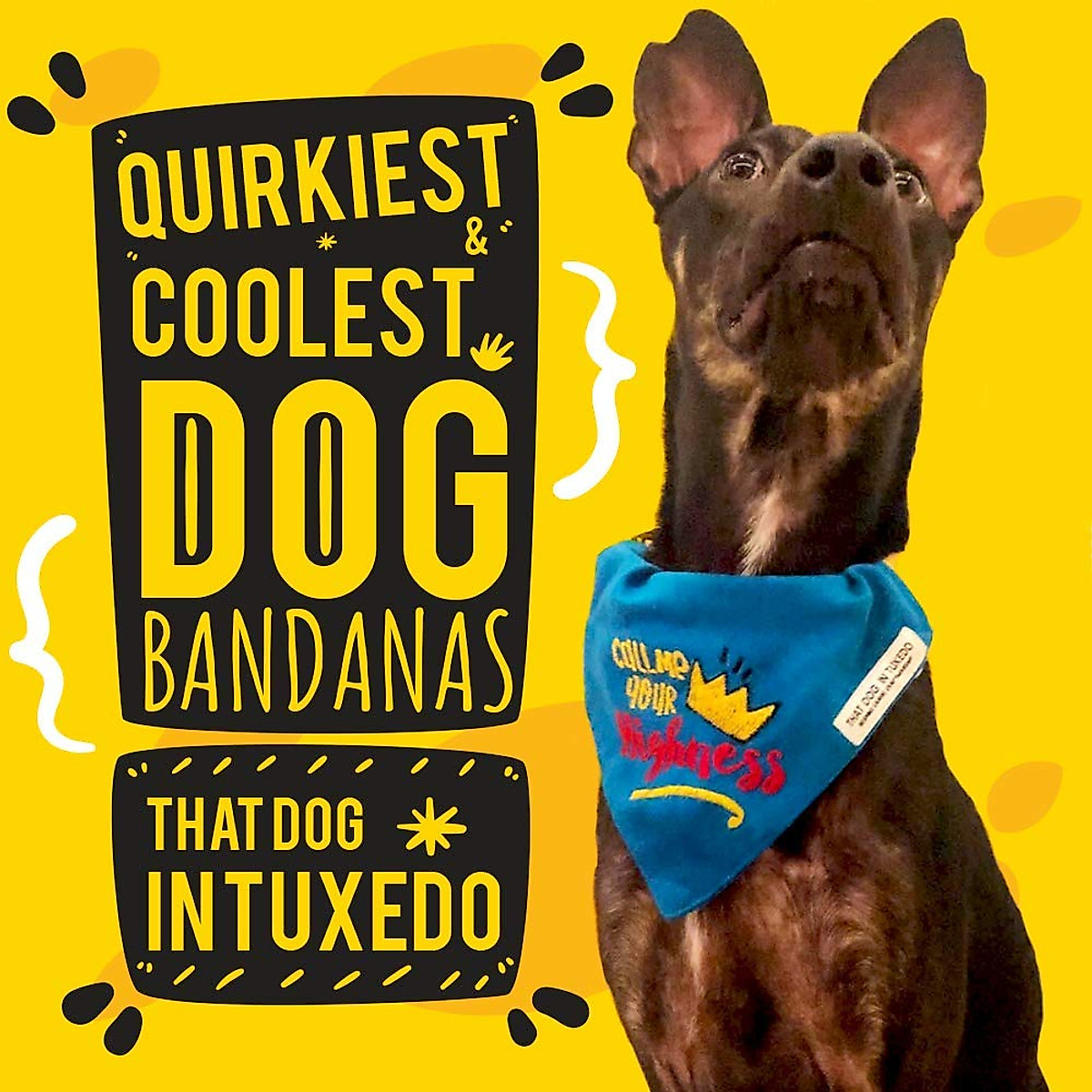 That Dog In Tuxedo Call me Your Highness Dog Bandana/Dog Scarf with Adjustable Dog Collar (Size XL)