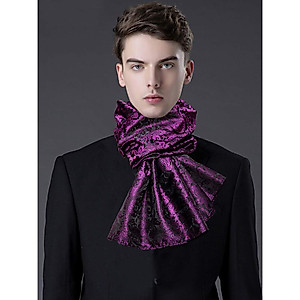 YOHOWA Men/Women Lightweight Scarf Floral Purple Black Silk Feeling Soft Scarves Neckerchief Wraps Fashion Gift