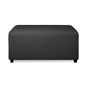 PureFit Super Stretch Soft Form Fit Ottoman Cover Rectangle - Ottoman Slipcovers for Foot Stool & Folding Storage Furniture for Living Room with Nonslip Elastic Bottom (Medium, Dark Gray)