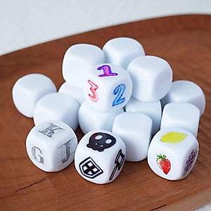 20MM Blank White Dice for Board Games, Teaching and DIY. Write and Draw by Yourself. Pack of 18