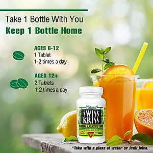 Swiss Kriss Herbal Laxative Tablets, Natural Laxatives for Constipation Relief, Senna Laxative, 250 tablets, (Pack of 2)