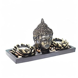 Tabletop Buddha Head Lotus Tea Light Candle Holder Home Decor Relaxing Gift Zen Garden Series