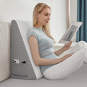 Forias Wedge Pillow for Sleeping 7.5" Bed Wedge Pillow for After Surgery Triangle Pillow Wedge for Acid Reflux Gerd Snoring Back Pain, Air Layer Sleeping Wedge Cover | Memory Foam Top