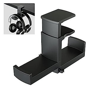 PC Gaming Headphone Stand,Dual Headset Hanger Hook Holder with Adjustable & Rotating Arm Clamp,Under Desk Design,Universal Fit,Built in Cable Clip Organizer EURPMASK
