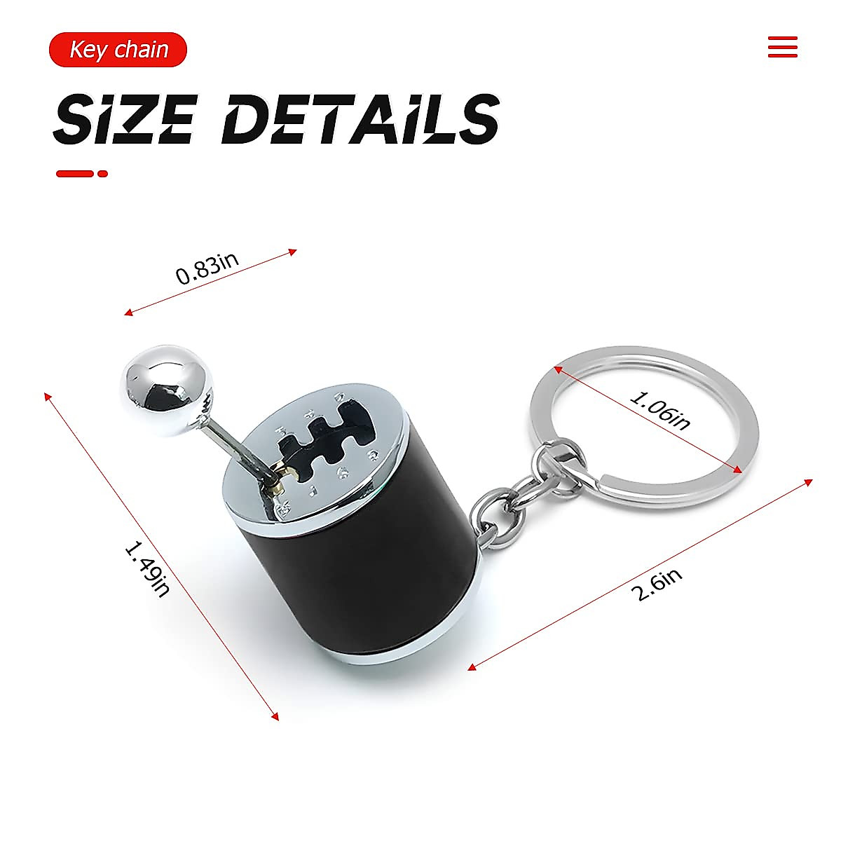 Car Shifter Gear Keychain, 6 Speed Shifter Keyring Gadgets, Car Shift Lever Manual Transmission Gearbox Pendant Accessories (Black)