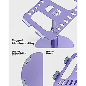 Swivel Laptop Stand, Adjustable Height Ergonomic Computer Stand,Notebook Holder Riser with 360 Rotating, Portable Laptop Compatible with MacBook Air, Pro, Dell, HP, Lenovo More 10-15.6"(Purple)