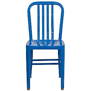 Flash Furniture Gael Commercial Grade 2 Pack Blue Metal Indoor-Outdoor Chair