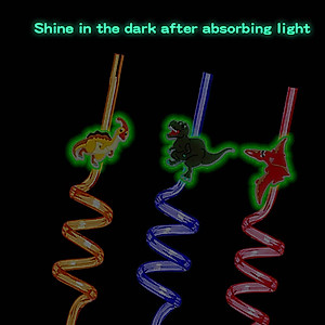 Dinosaur Party Favors Dinosaur Reusable Straws for Birthday Party Supplies with Cleaning Brush (24PCS)