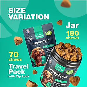 Probiotics for Dogs - Support Gut Health, Immunity, Yeast Balance, Itchy Skin, Allergies - Dog Probiotics and Digestive Enzymes - Coprophagia Deterrent for Dogs - 180 Probiotic Chews for Dogs