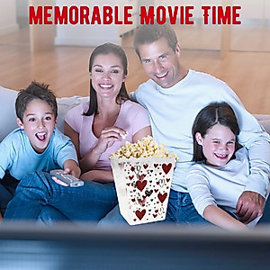 GS Valentine's Day Popcorn Buckets, Hearts Treat Candy Tub, Reusable Decorative Cups for Home Movie Nights Concession Holiday Carnival Wedding Birthday Themed Party Decor 4 Pieces with HFW Bonus Gift