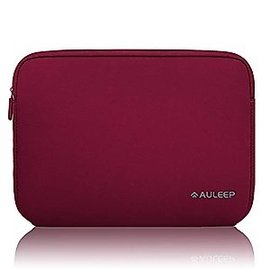 AULEEP 11-12 Inch Laptop Sleeves, Neoprene Notebook Computer Pocket Tablet Carrying Sleeve/Water-Resistant Compatible Laptop Sleeve for Acer/Asus/Dell/Lenovo/HP, Wine Red